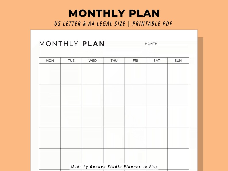 Monthly Habit Tracker Planner Printable for Motivation Tracker, Routine ...