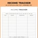 Income Log Tracker Printable for Monthly Income Earnings Overview ...