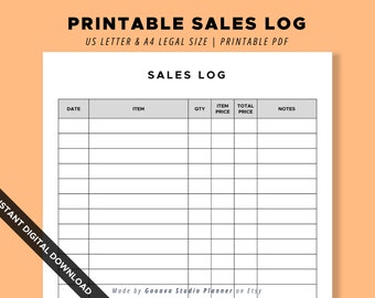 Sales Log, Sales Tracker, Order Tracker, Instant Digital Download, US ...