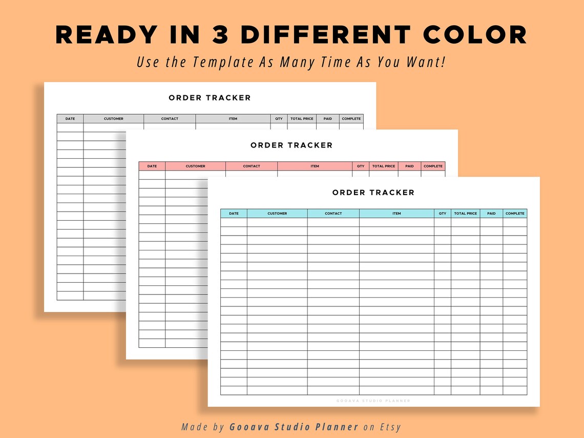ORDER TRACKER Order Log Minimalist Instant Digital Download Printable ...