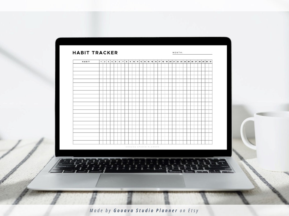 MONTHLY HABIT Tracker Blank Minimalistic Schedule Habit Tracker Instant ...