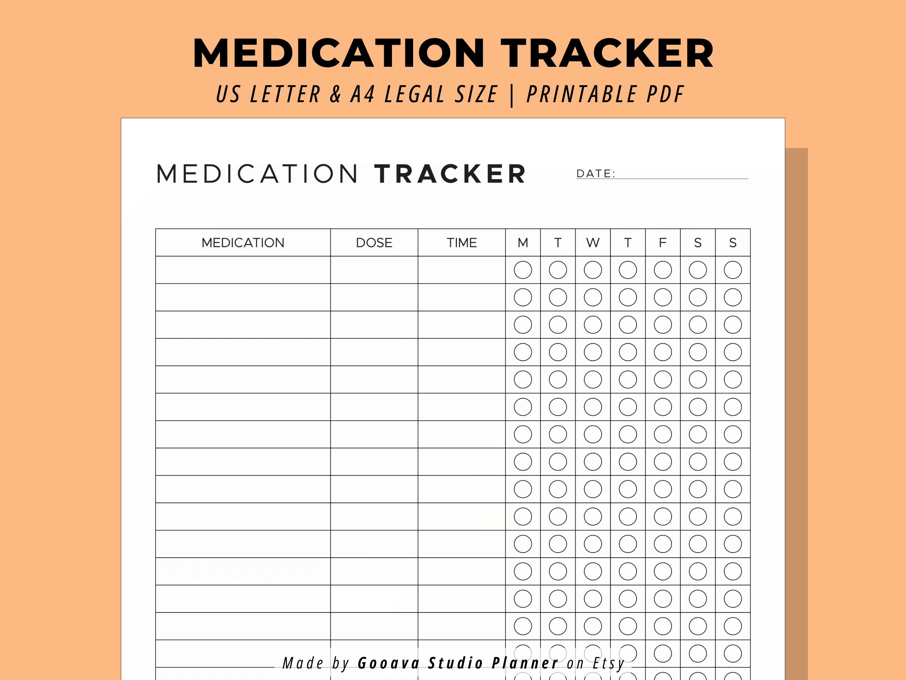 Medication and Medicine Log Tracker Daily & Weekly Medication Schedule ...