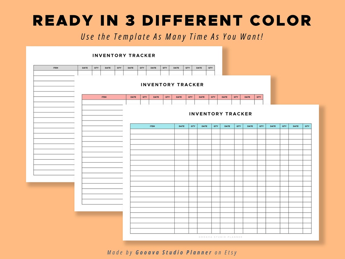 Printable Inventory Tracker Business Template Sheets Minimalist Pdf for ...