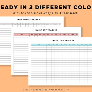 Printable Inventory Tracker Business Template Sheets Minimalist Pdf for ...