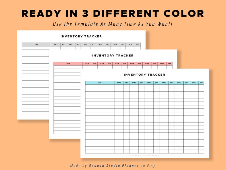 Printable Inventory Tracker Business Template Sheets Minimalist Pdf for ...