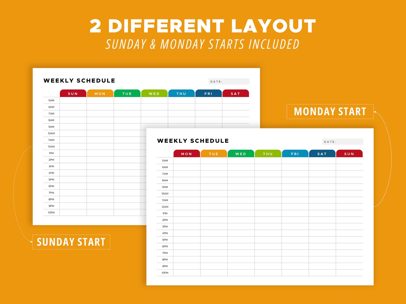 Planner Printable HOURLY Weekly Schedule Landscape, Desk Planner ...