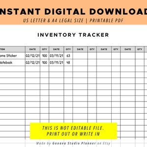 Printable Inventory Tracker Business Template Sheets Minimalist Pdf for ...