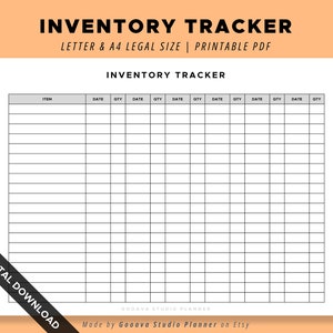 Printable Inventory Tracker Business Template Sheets Minimalist Pdf for ...