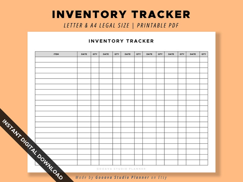 Printable Inventory Tracker Business Template Sheets Minimalist Pdf for Small Business or Side ...