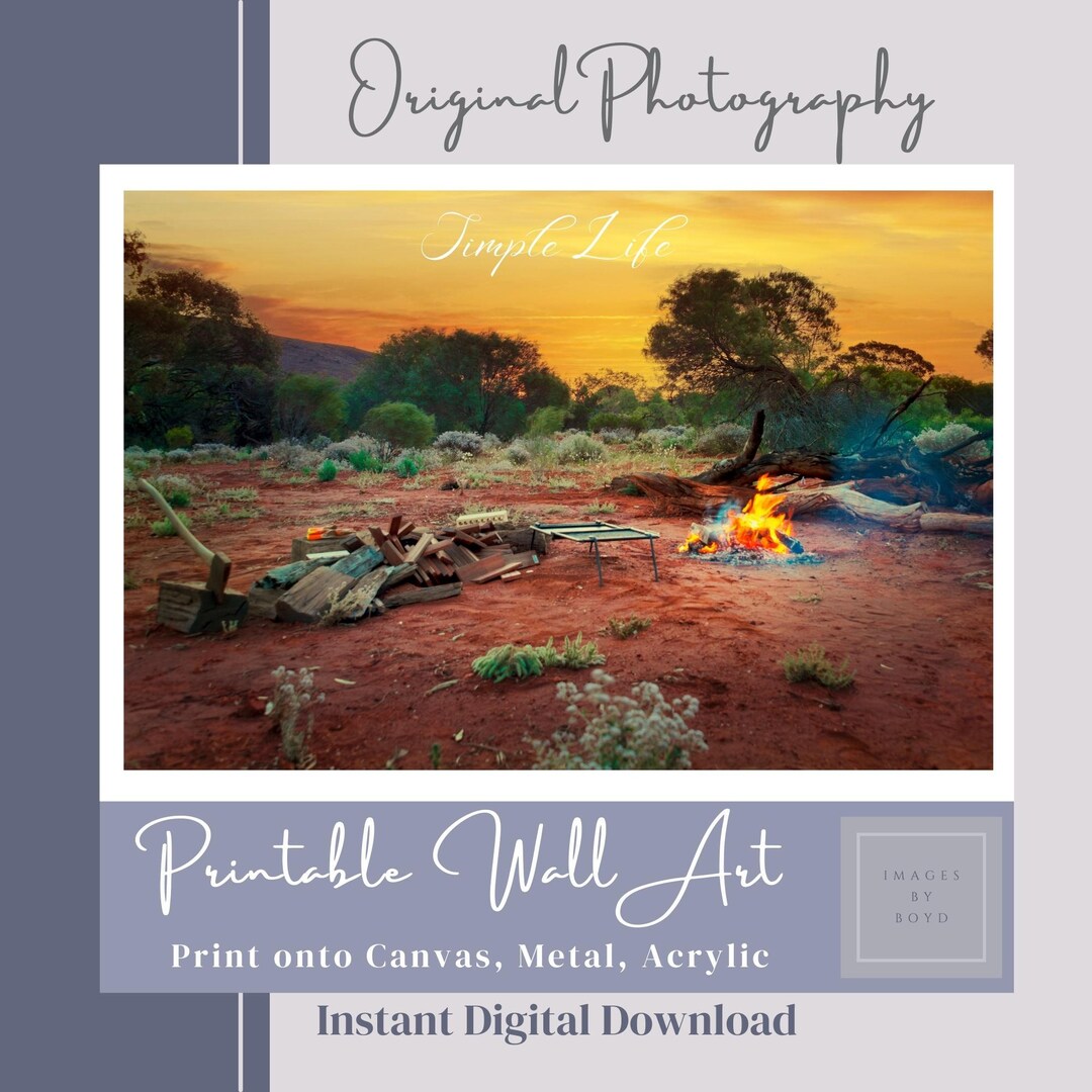 Home Décor Wall Art Camp Fire in Outback Australia Landscape Art ...