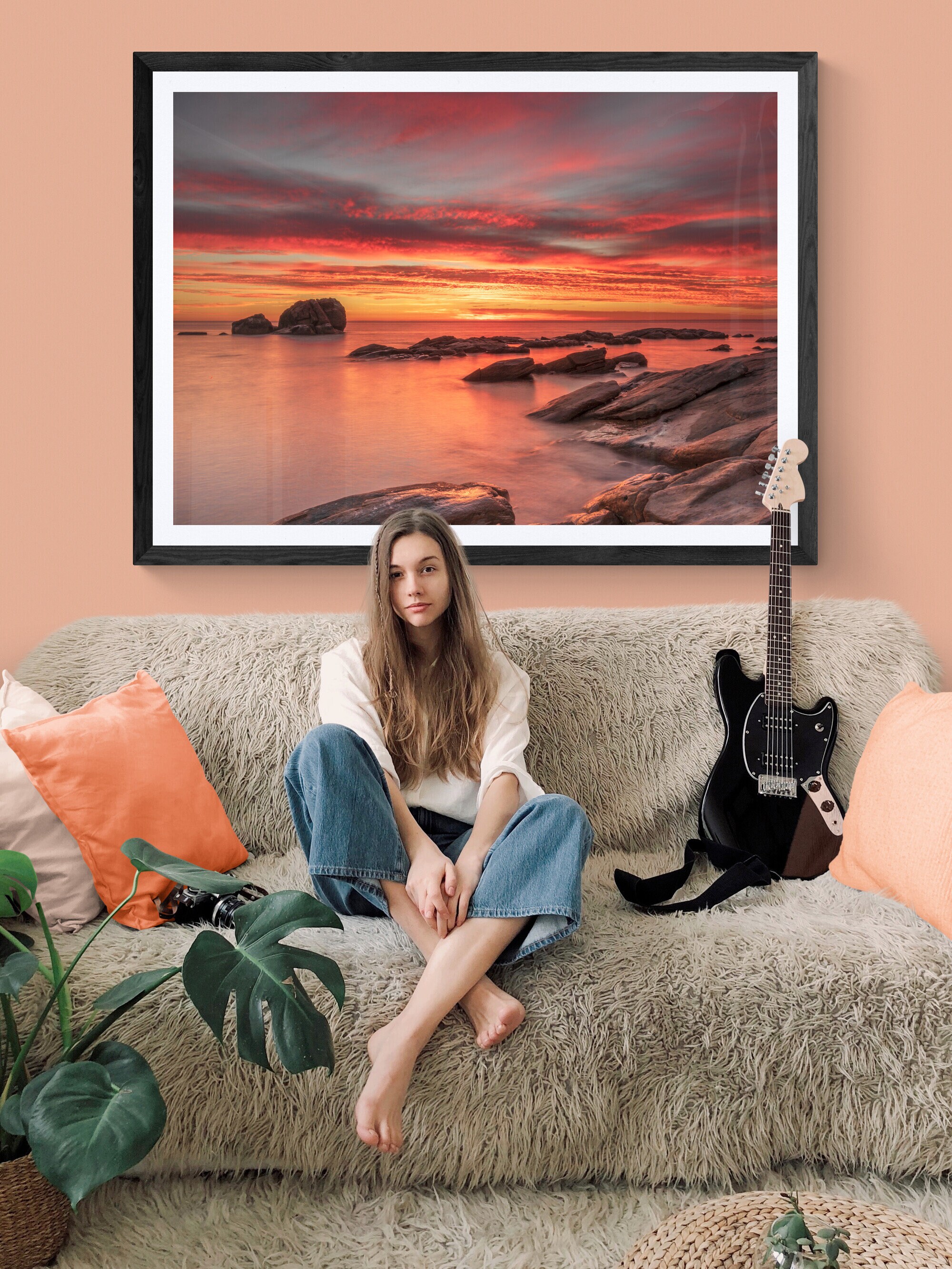 Printable Digital Download Seaside Beach Sunset Scene, Suits Coastal ...