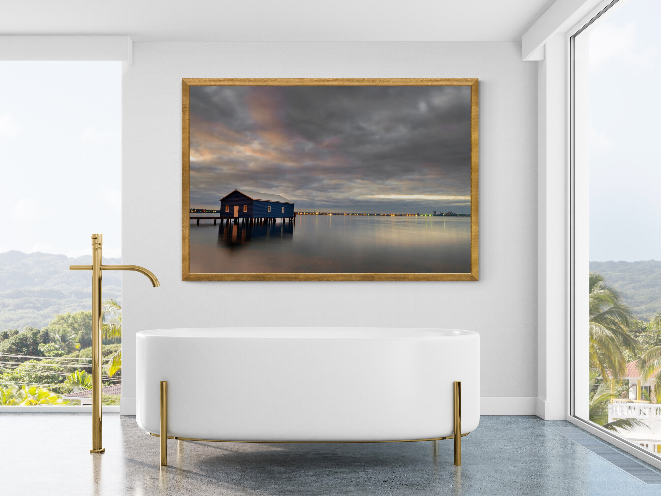 Printable Matilda Bay Water Scene: Perths Iconic Blue Boat Shed House ...