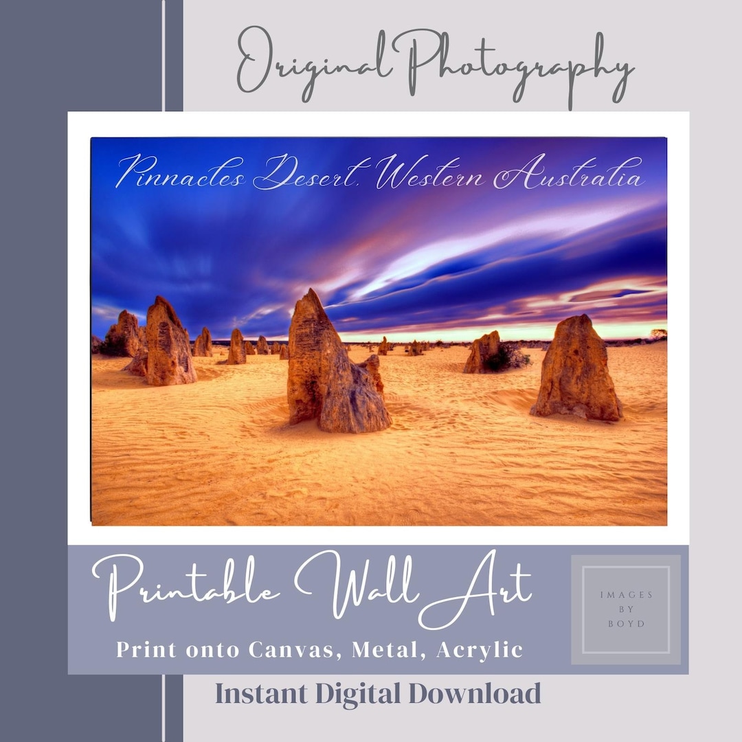 Pinnacles Desert High Contrast Wall Art for Home or Office Decor ...