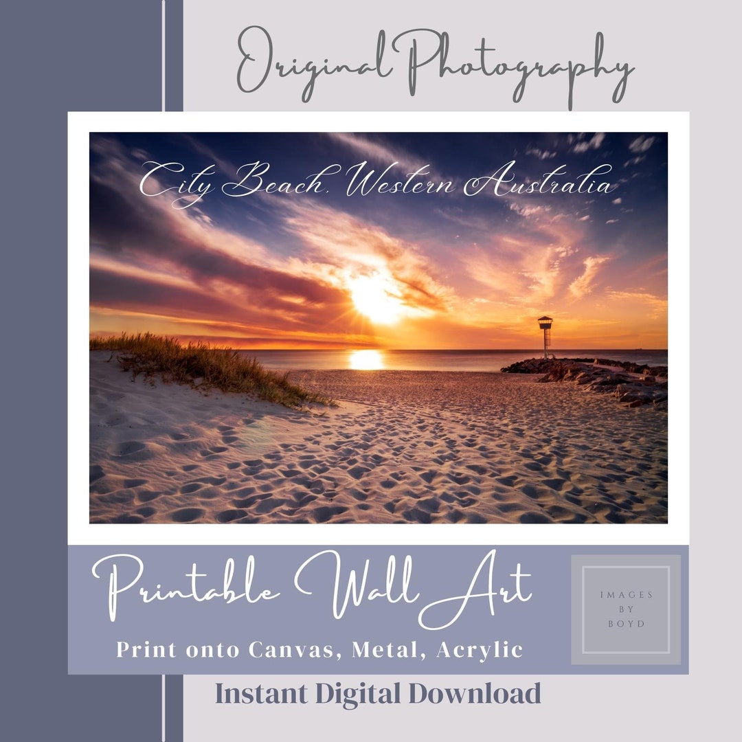 Gorgeous City Beach Perth Sunset Wall Art Picture Digital Download of ...
