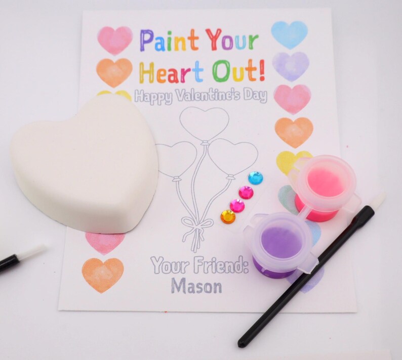 Valentine's Painting Party Favors for Kids – DIY Plaster Valentine's ...