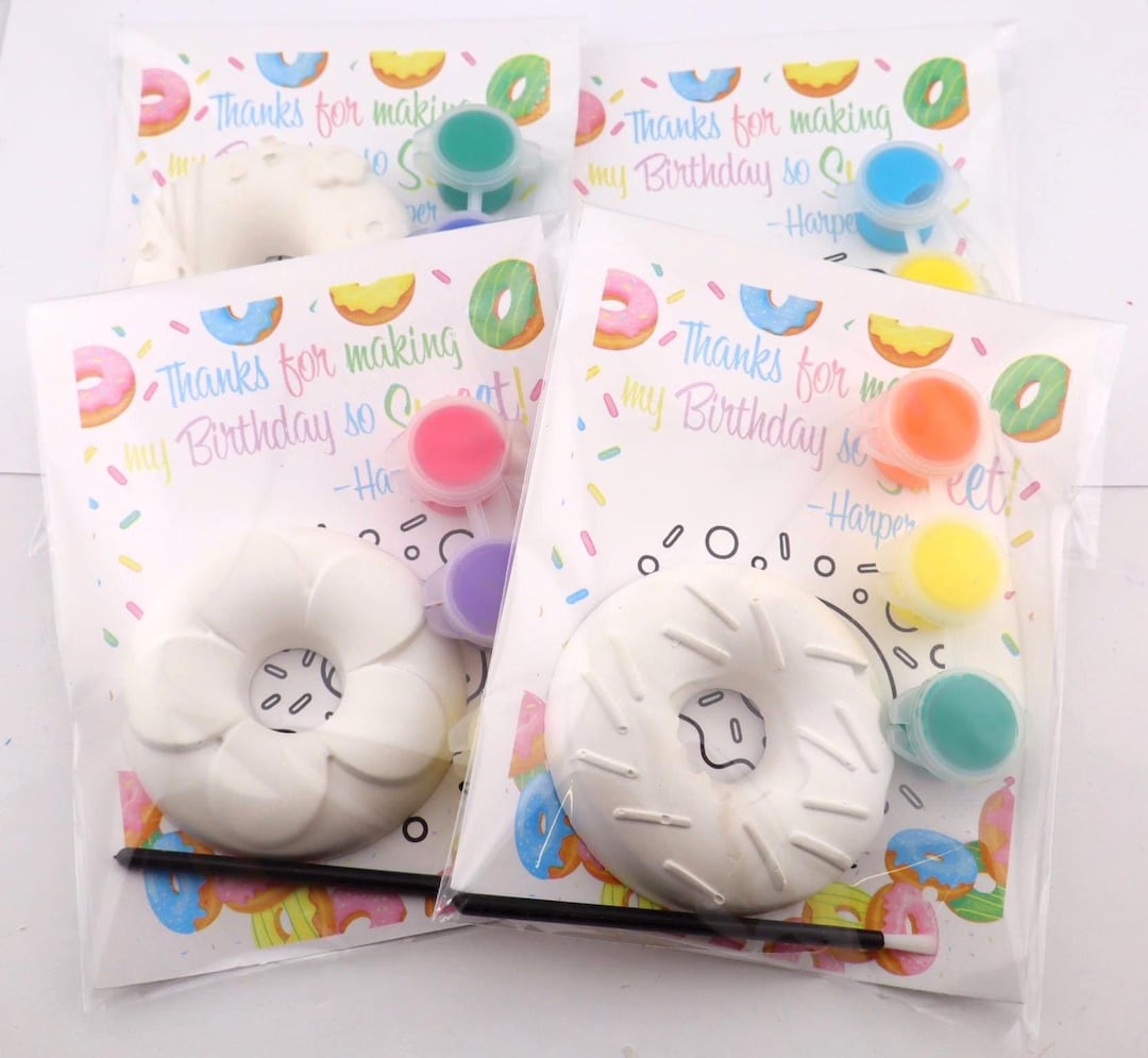 Donut Painting Party Favors for Kids – DIY Plaster Donut Craft Paint ...