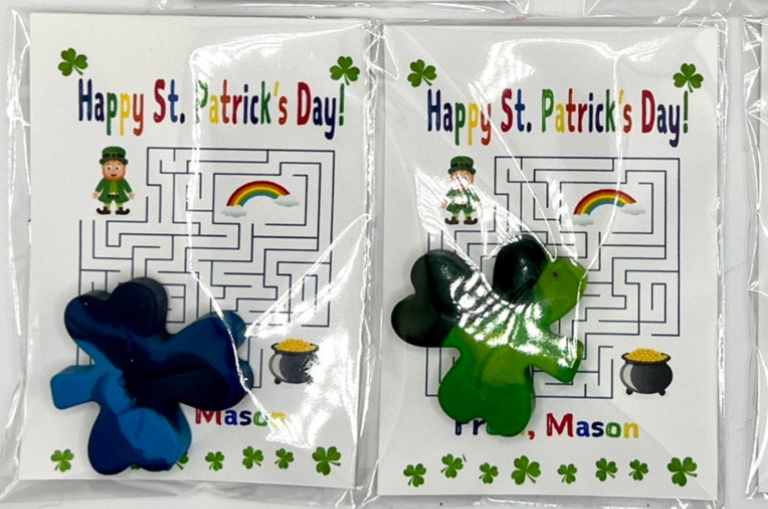 St. Patricks Day Crayons With Activity Card, Class Gift, Non Candy ...