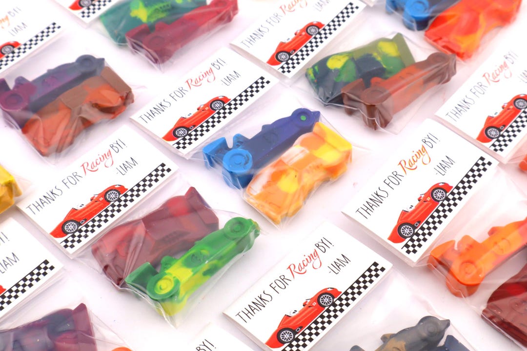 Car Birthday Party Favors – Race Car Crayons – Goodie Bags – Car Party ...
