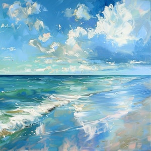 Original Large Ocean Canvas Painting Large Sky and Sea Painting Living ...