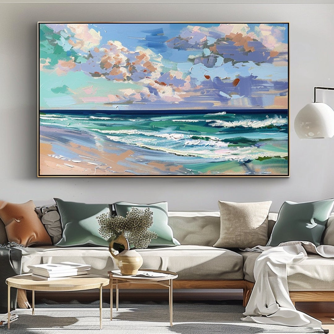Original Large Ocean Canvas Painting Large Sky and Sea Painting Living ...