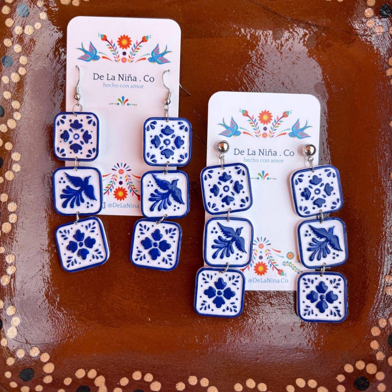 Talavera Tile Earrings - Etsy