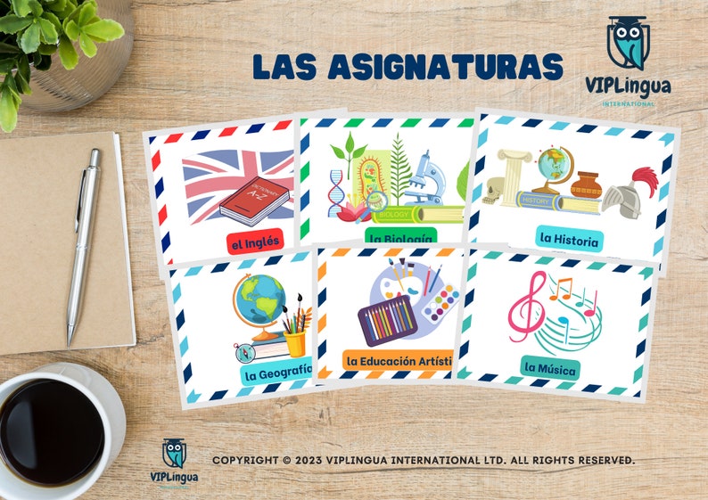 SCHOOL SUBJECTS Spanish Printable Flashcards ASIGNATURAS En Español ...