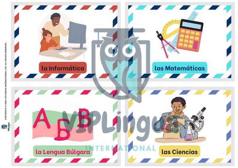 SCHOOL SUBJECTS Spanish Printable Flashcards ASIGNATURAS En Español ...