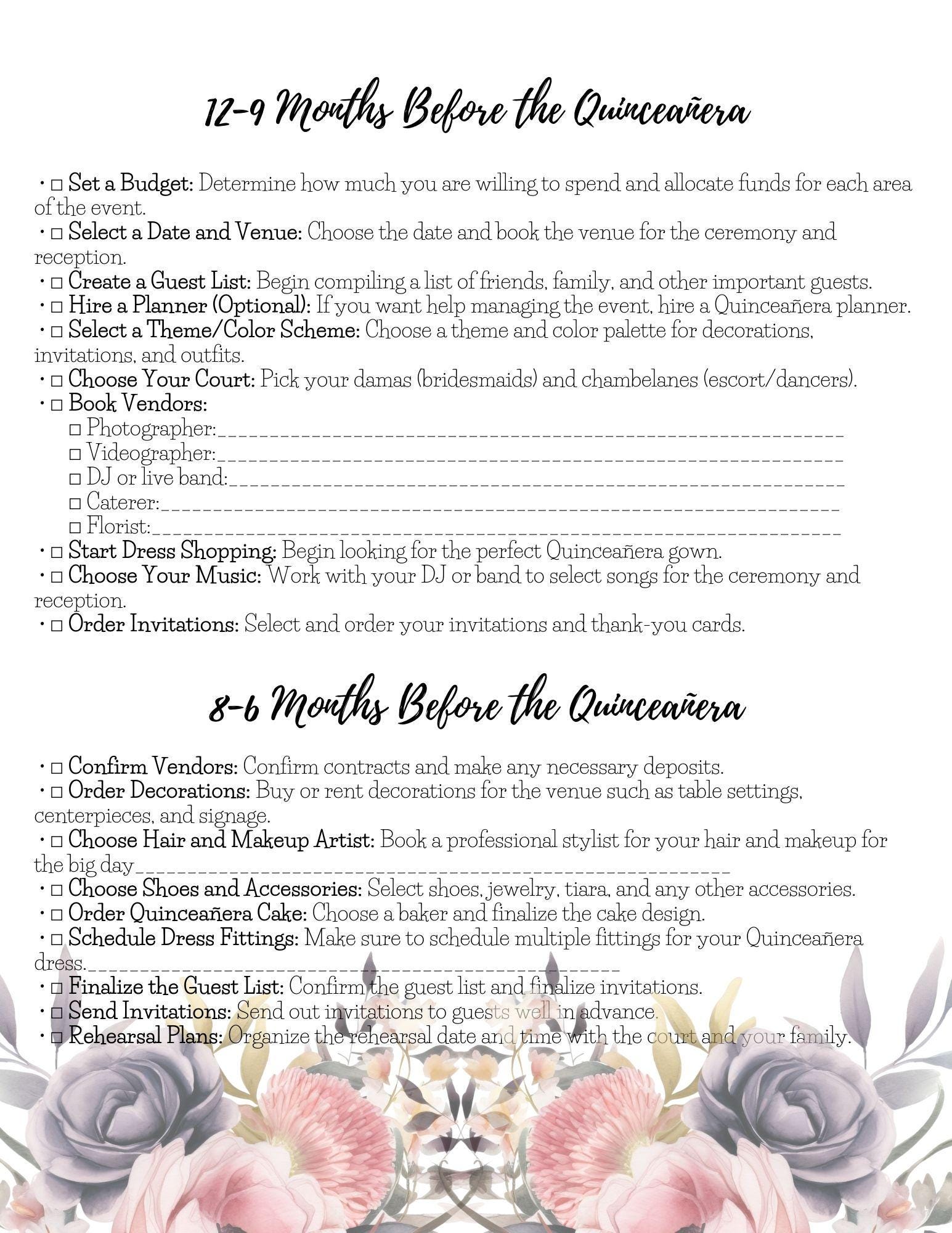Quinceanera Checklist | Quinceanera Plan | Quinceanera Guide | Party ...