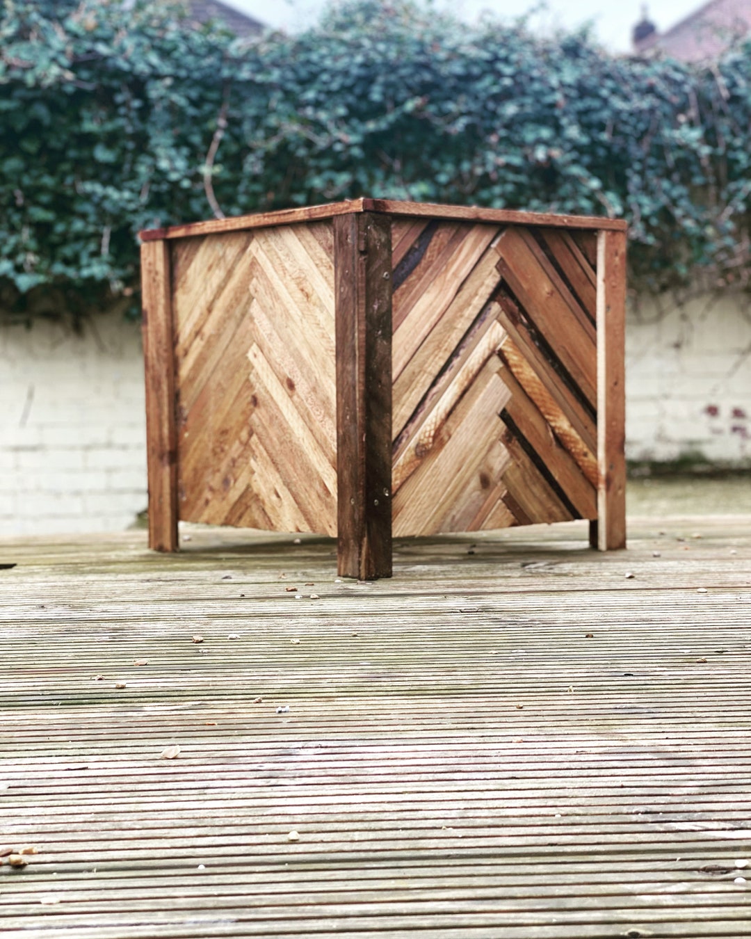 Wooden Herringbone Planter Plant Pot, Veg, Vegetable Planter, Veg Box ...