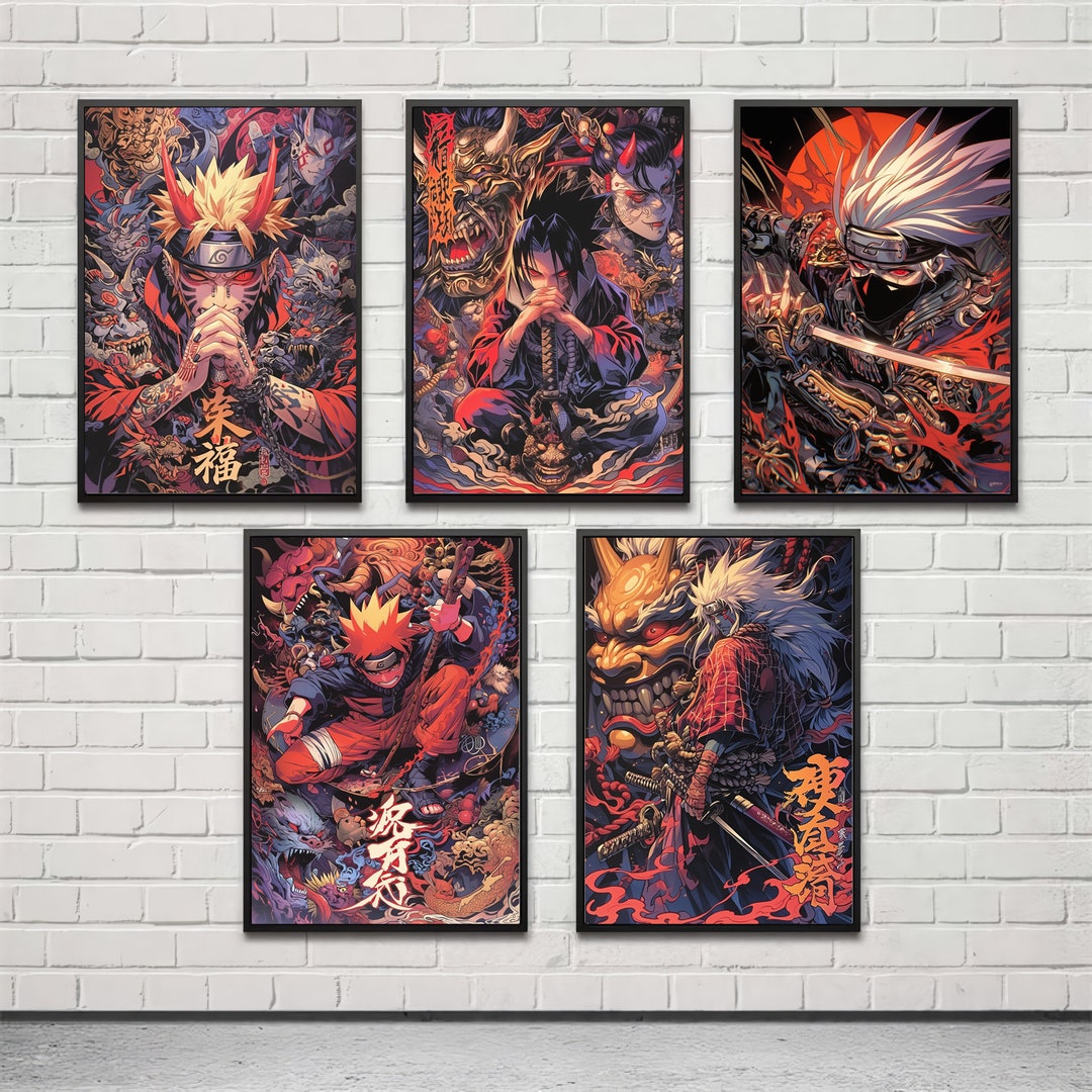 Bundle of 5 Posters, Naruto X Oni Samurai Printable Digital Art, Anime ...