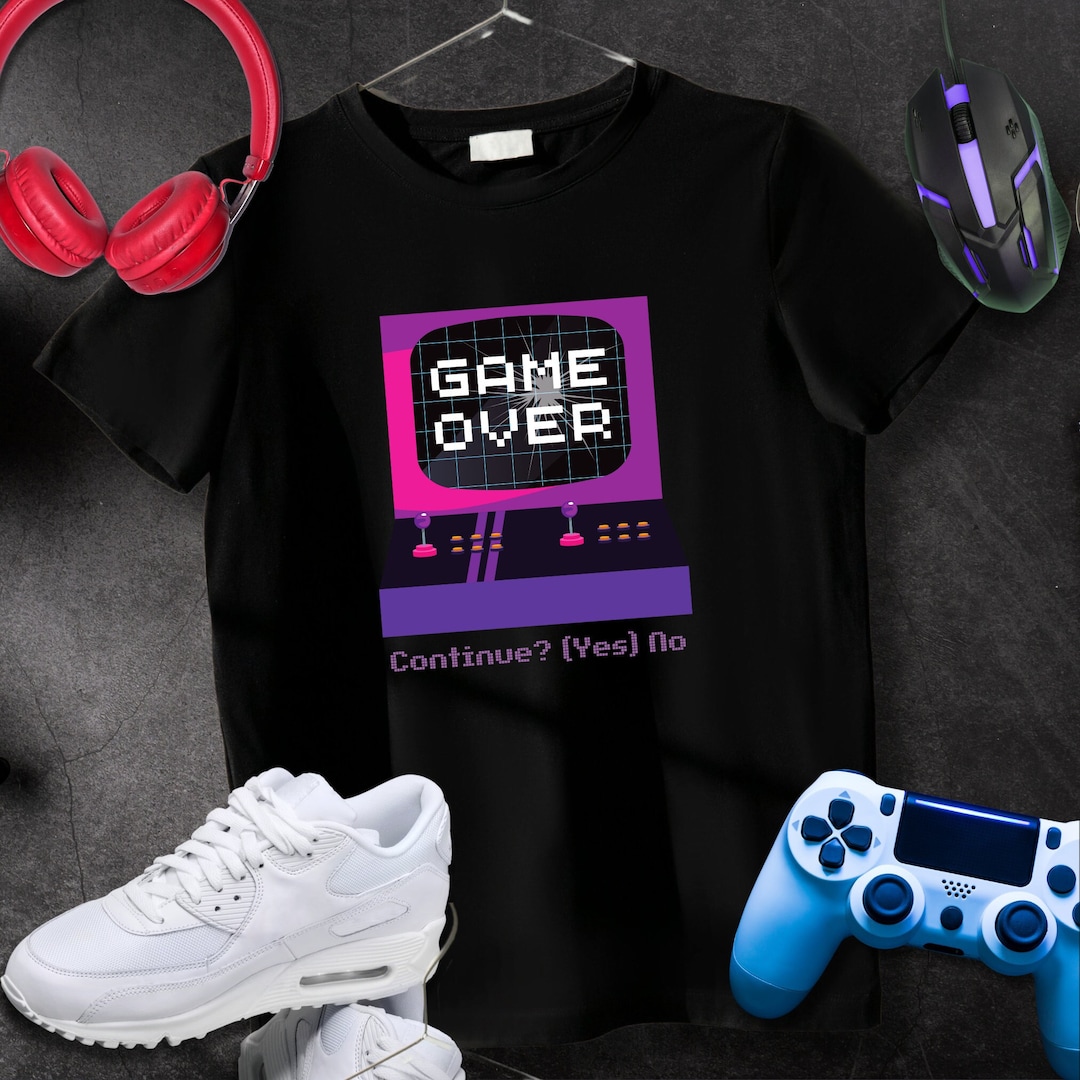 Game Over, Continue Yes or No Gaming Tee Shirt, Gaming Jacket, Gaming ...