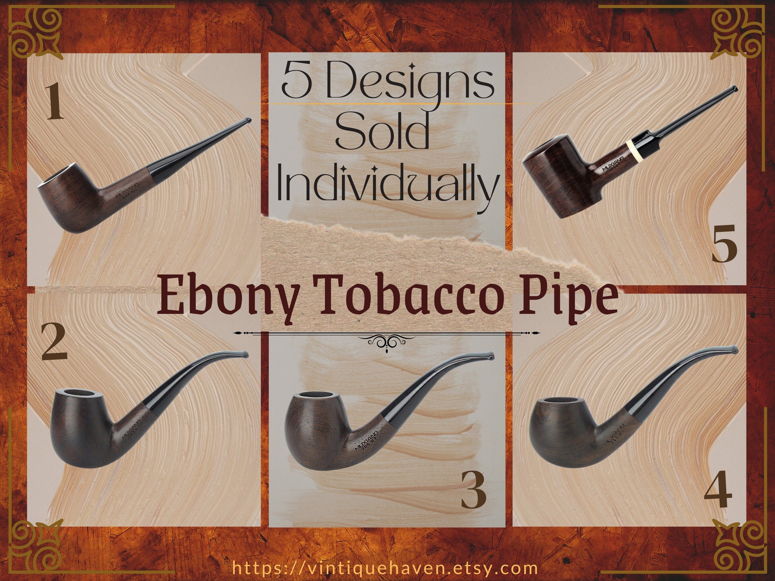 Solid Wood Vintage Smoking Pipe, 2024 Gift, Wooden Pipe, Ornate Pipe ...