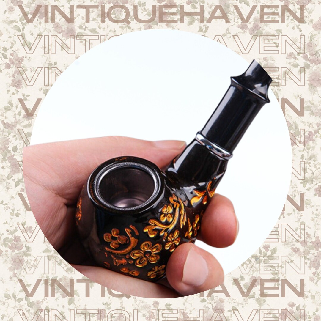 Solid Wood Vintage Smoking Pipe, 2024 Gift, Wooden Pipe, Ornate Pipe ...