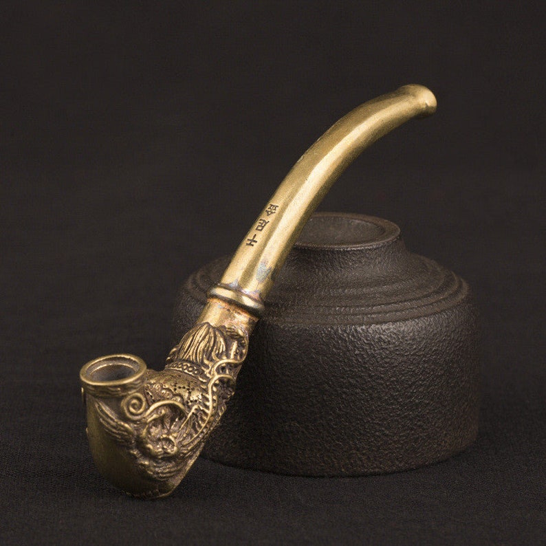 Dragon Vintage Smoking Pipe, 2024 Gift, Brass Pipe, Ornate Pipe, Old ...