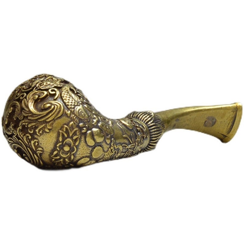 Chinese Pattern Vintage Smoking Pipe, 2024 Gift, Brass Pipe, Ornate ...