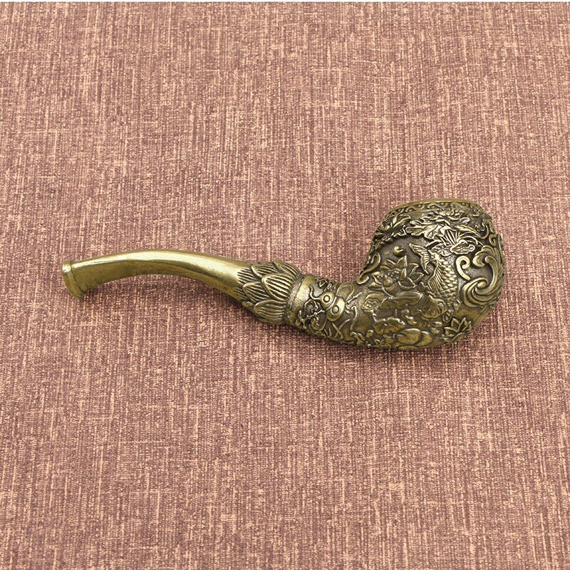 Fish Pattern Vintage Smoking Pipe, 2024 Gift, Brass Pipe, Ornate Pipe ...