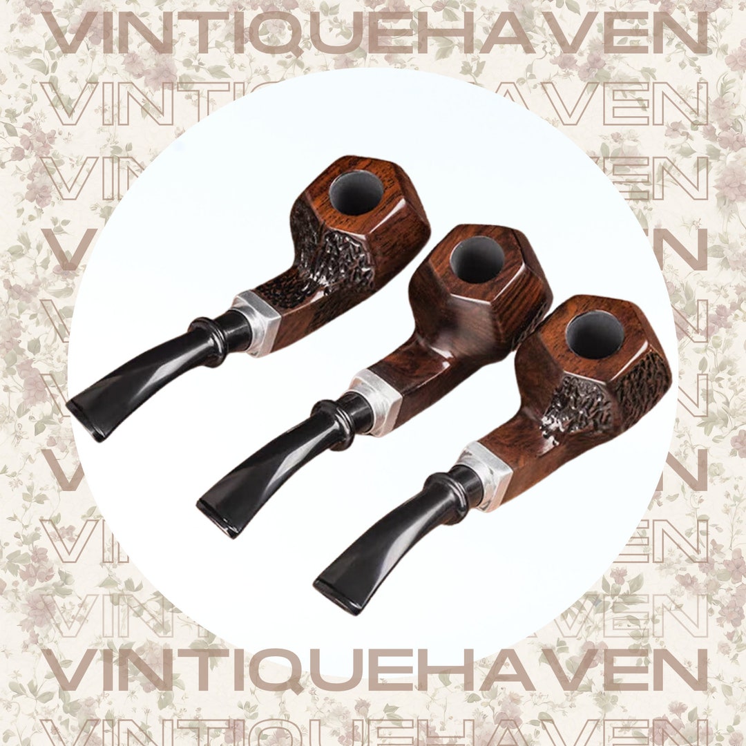 Solid Wood Vintage Smoking Pipe, 2024 Gift, Wooden Pipe, Ornate Pipe ...