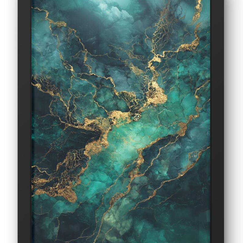 Emerald Green Marble Wall Art | Luxury Abstract Printable | Gold ...