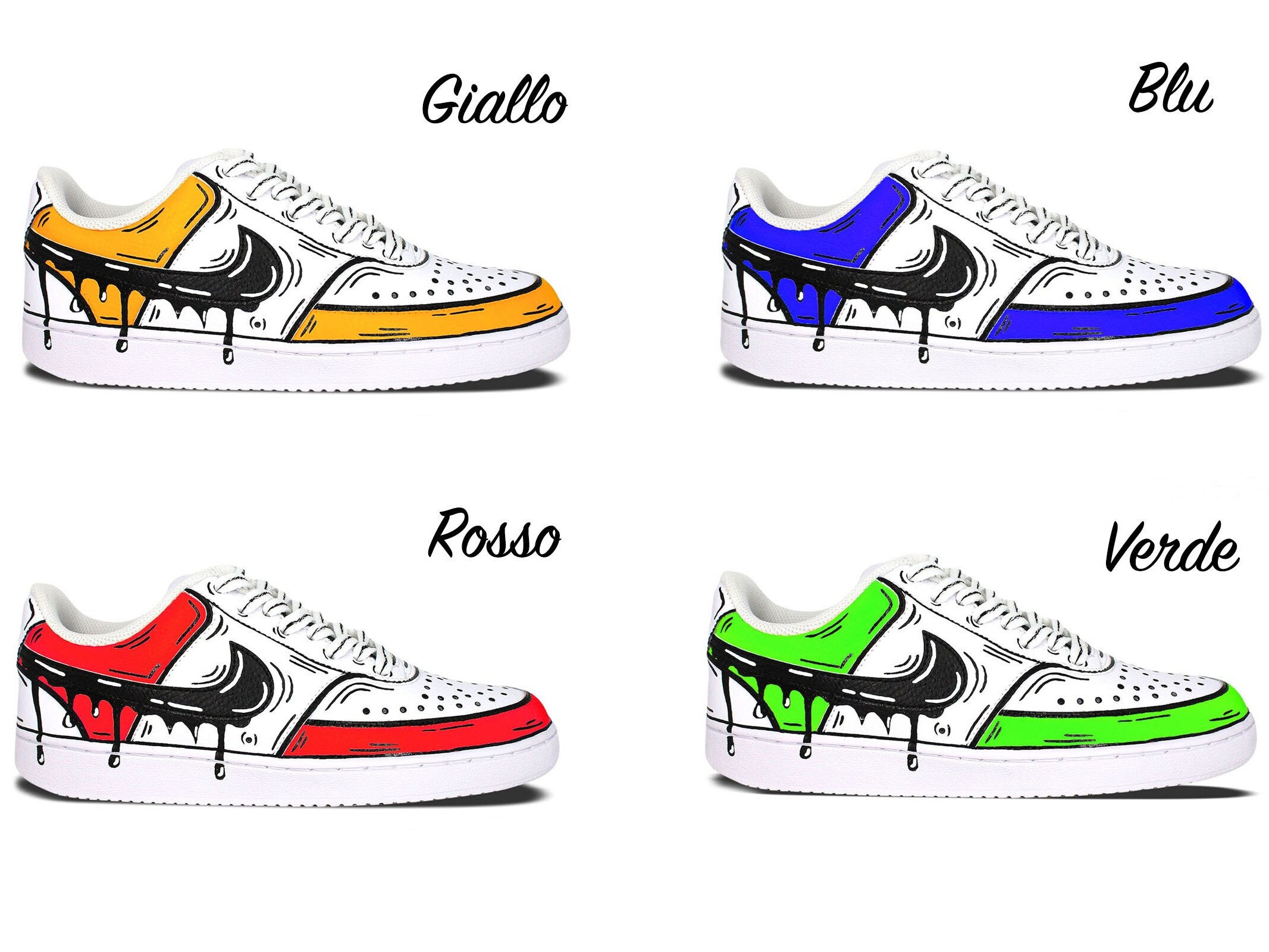 Hand Painted Nike Court Vision Cartoon Drip - Etsy