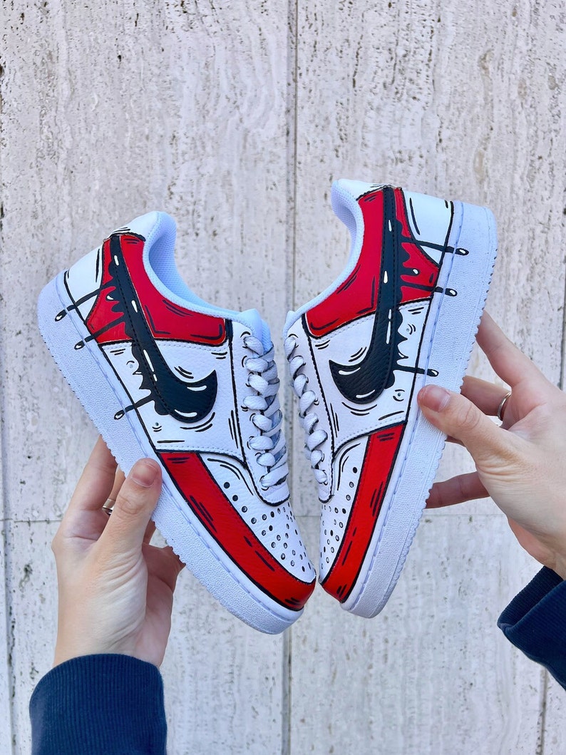 Hand Painted Nike Court Vision Cartoon Drip - Etsy