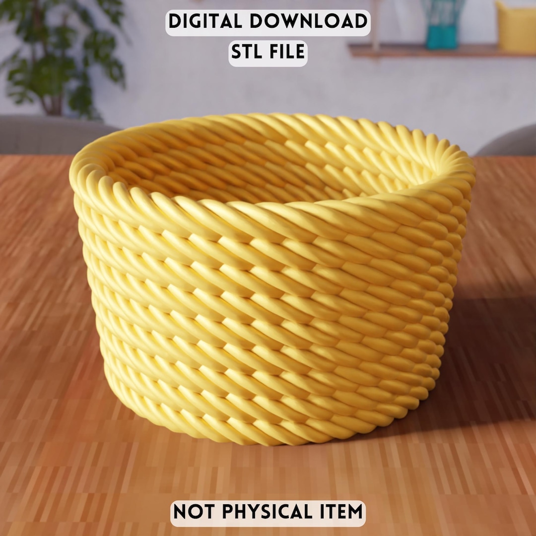 3D Woven Basket V1 STL File - Modern Rope Style Storage Home Decor ...