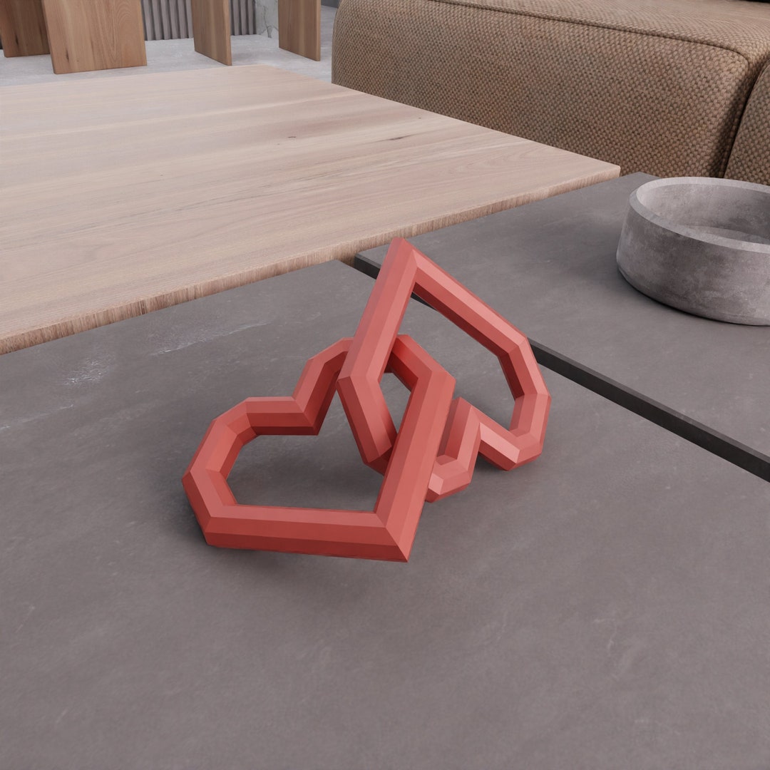 3D Interlinked Heart Shape Valentines Art for Couple With Stl File ...