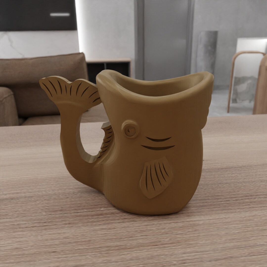 3D Fish Cup for Decor With 3D Stl Files & Ready to Print, Fish Mug, 3D ...