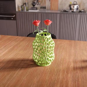 3D Futuristic Wireframe Vase STL File - Modern Flower Vase for Home ...
