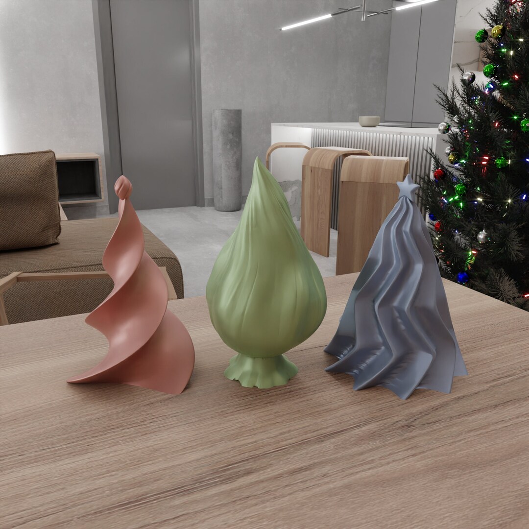 3D Christmas Tree Pack 3 Piece Decor With 3D Stl Files & Christmas Gift ...