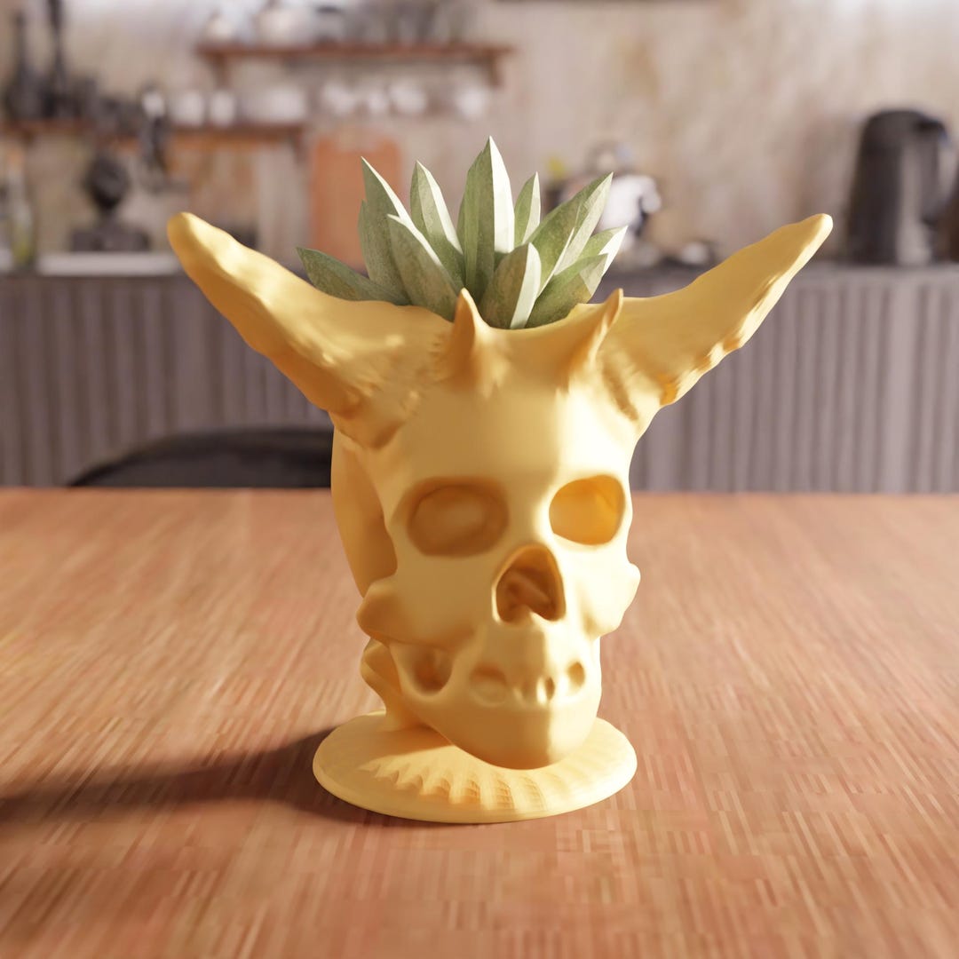 3D Demon Skull Vase STL File - Unique Skull Decor, Demon Horn Vase, 3D ...