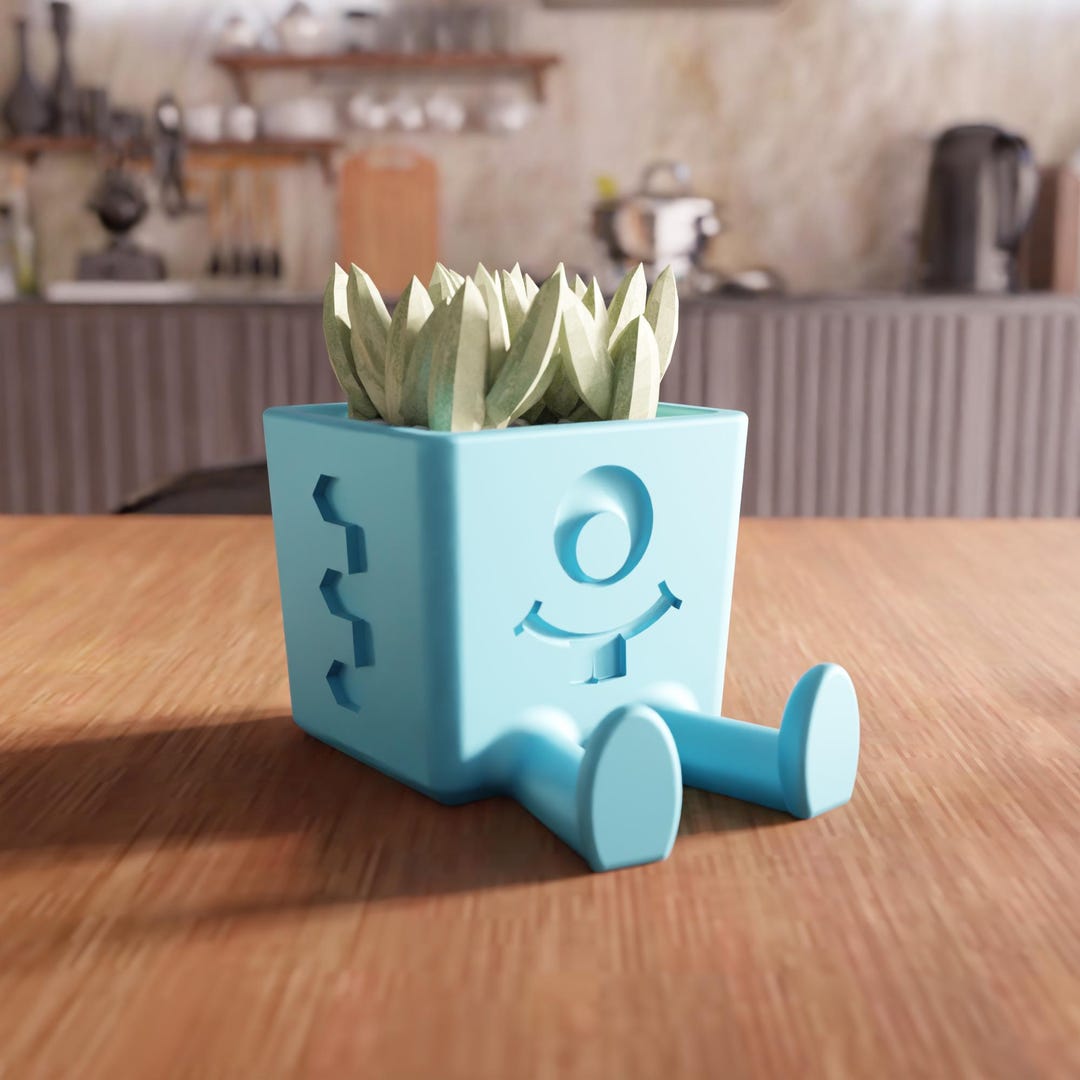 3D Sitting Cute Planter STL File - Unique Desk Planter for Gifts ...
