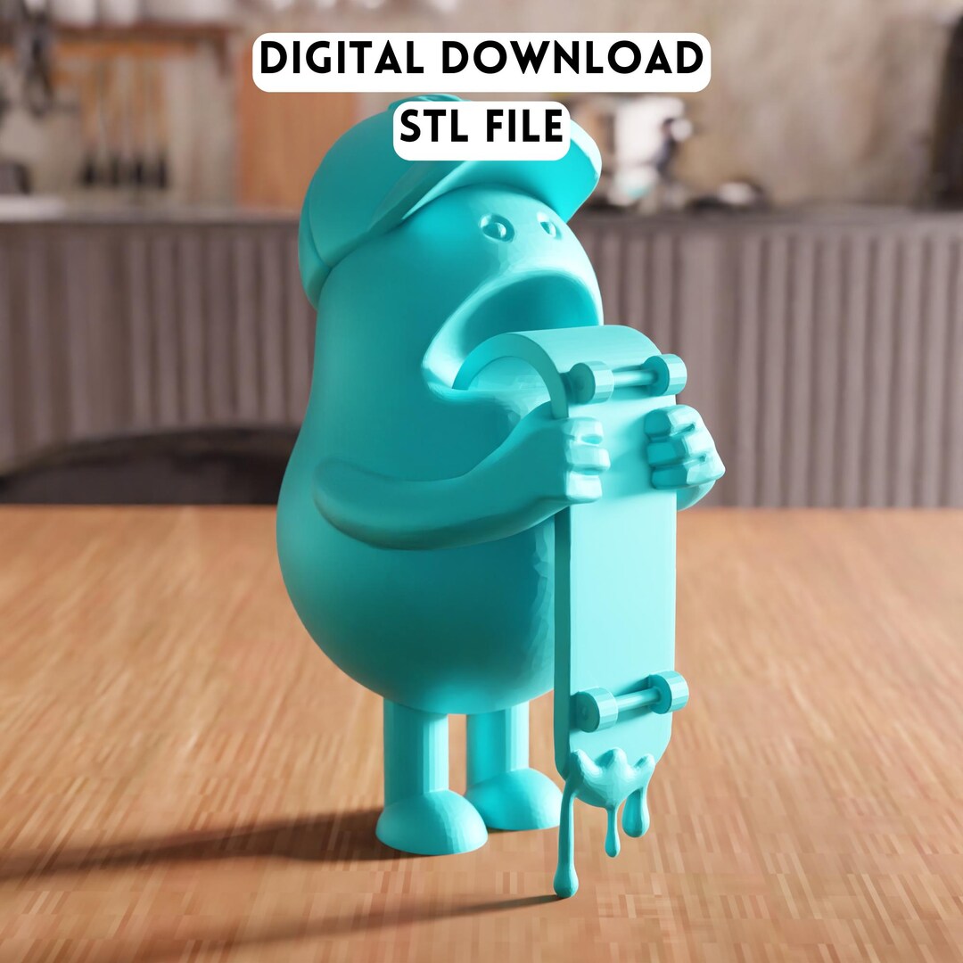3D Melting Skateboard Character STL File - Unique Skater Model for Home ...
