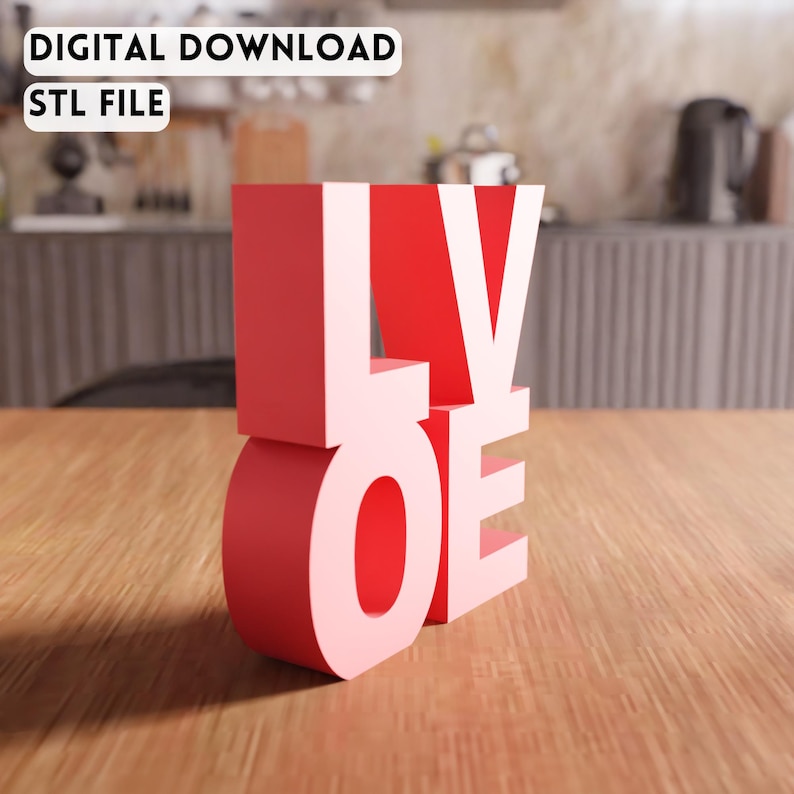 3D Love Letter Decor STL File - Modern Shelf Decor Romantic Desk Accent ...