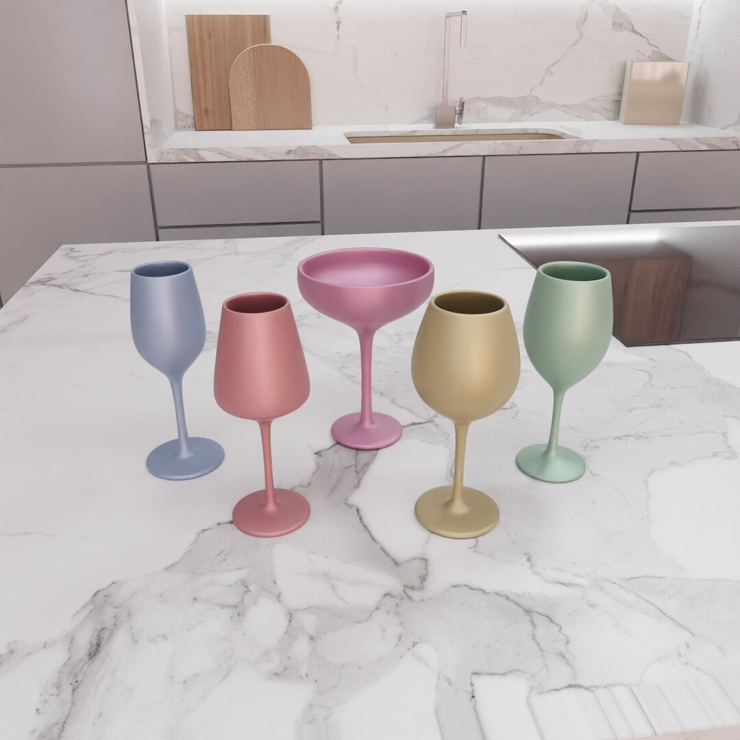 3D Wine Glass Set Decor With Stl Files & 3D Printing, Wine Glass Gift ...